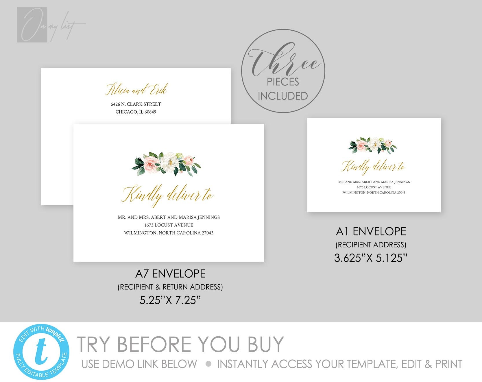 Wedding Envelope Template Address Envelope Template DIY | Etsy