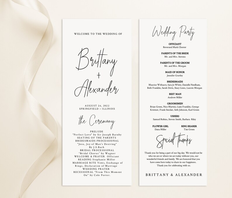 Wedding Program Template Modern Wedding Program Template - Etsy
