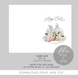 HAPPY EASTER Printable Card, Printable Easter BUNNY Card Digital ...
