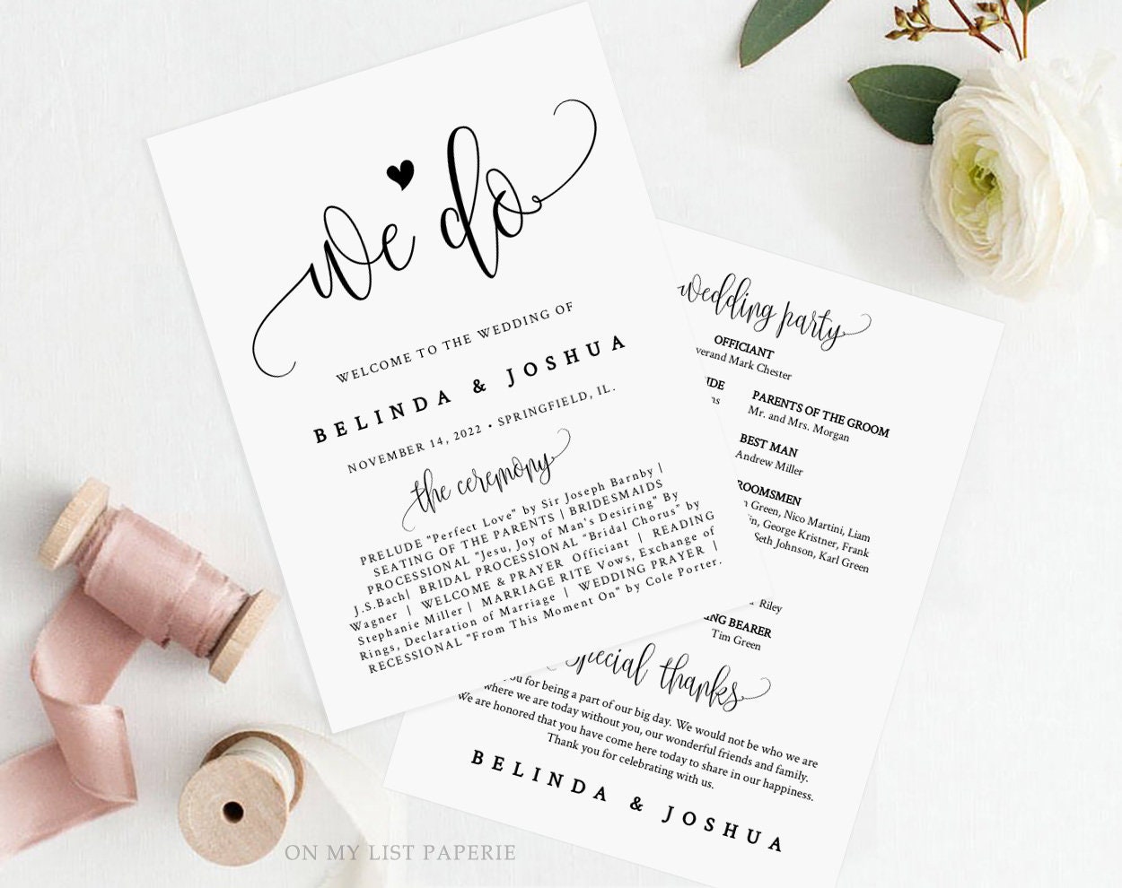 Wedding Program Template Editable Template INSTANT DOWNLOAD - Etsy