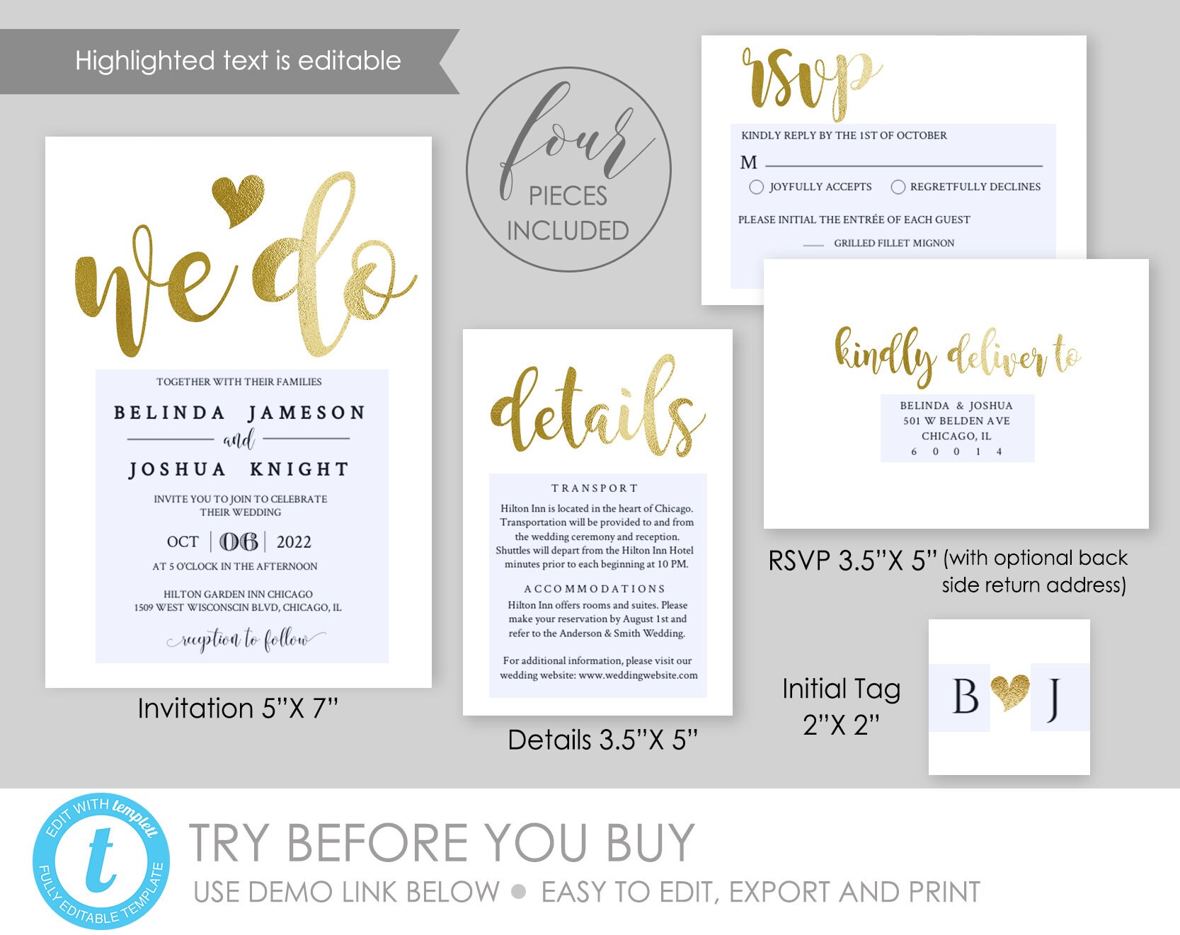 WE DO Wedding Invitation Template Download We Do Invitation | Etsy