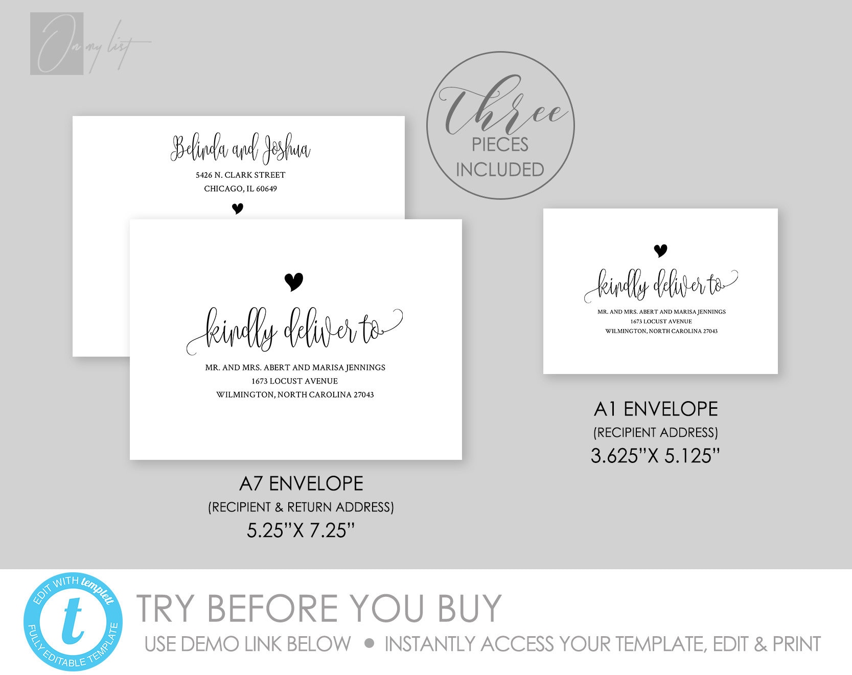 Wedding Envelope Template Address Envelope Template DIY - Etsy