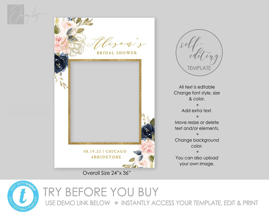 Navy Blue and Blush Photo Prop Frame Wedding Photo Prop - Etsy