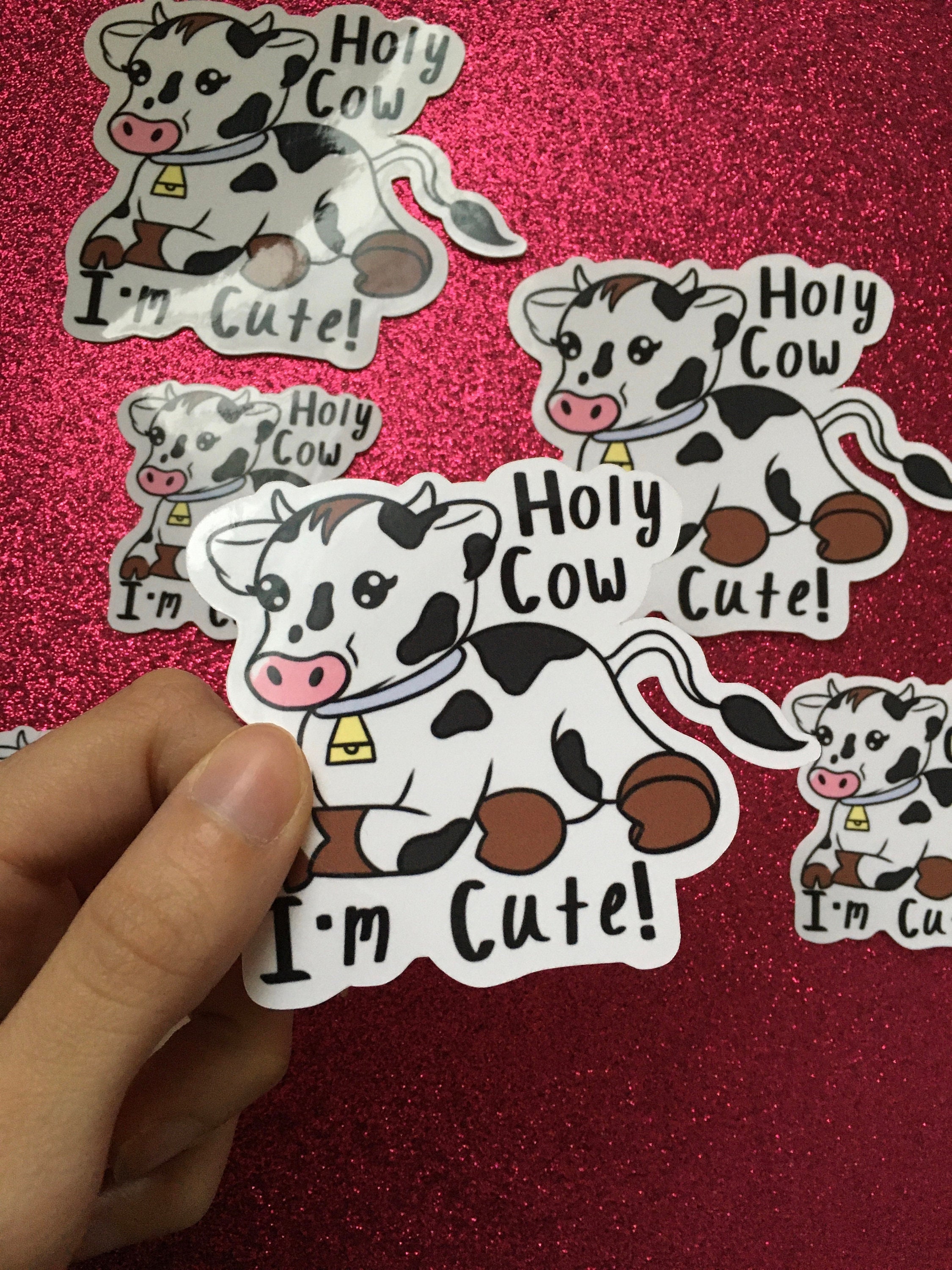 Hand-drawn Kawaii Cow Sticker Water-resistant Vinyl Sticker - Etsy