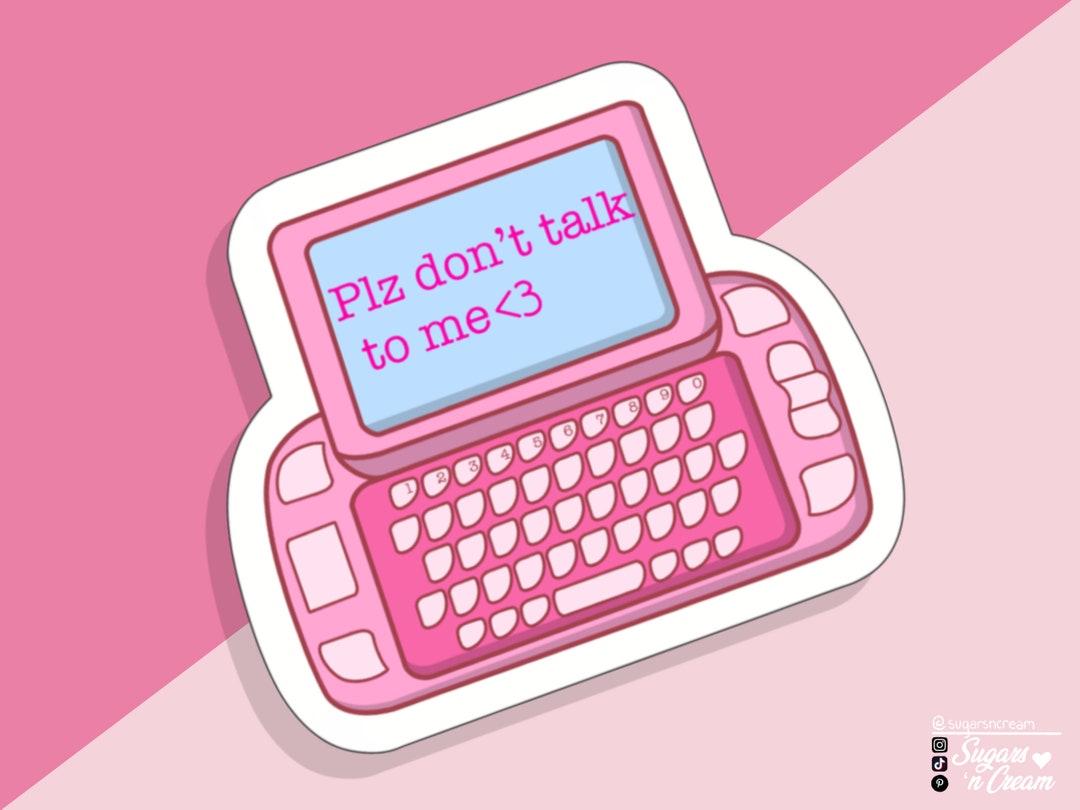 Sidekick Phone Drawing// Kawaii Sayings Sticker, Pretty Pink Stationary ...