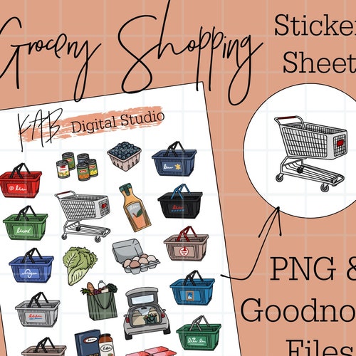 Grocery Shopping Digital Planner Stickers Goodnotes Stickers - Etsy