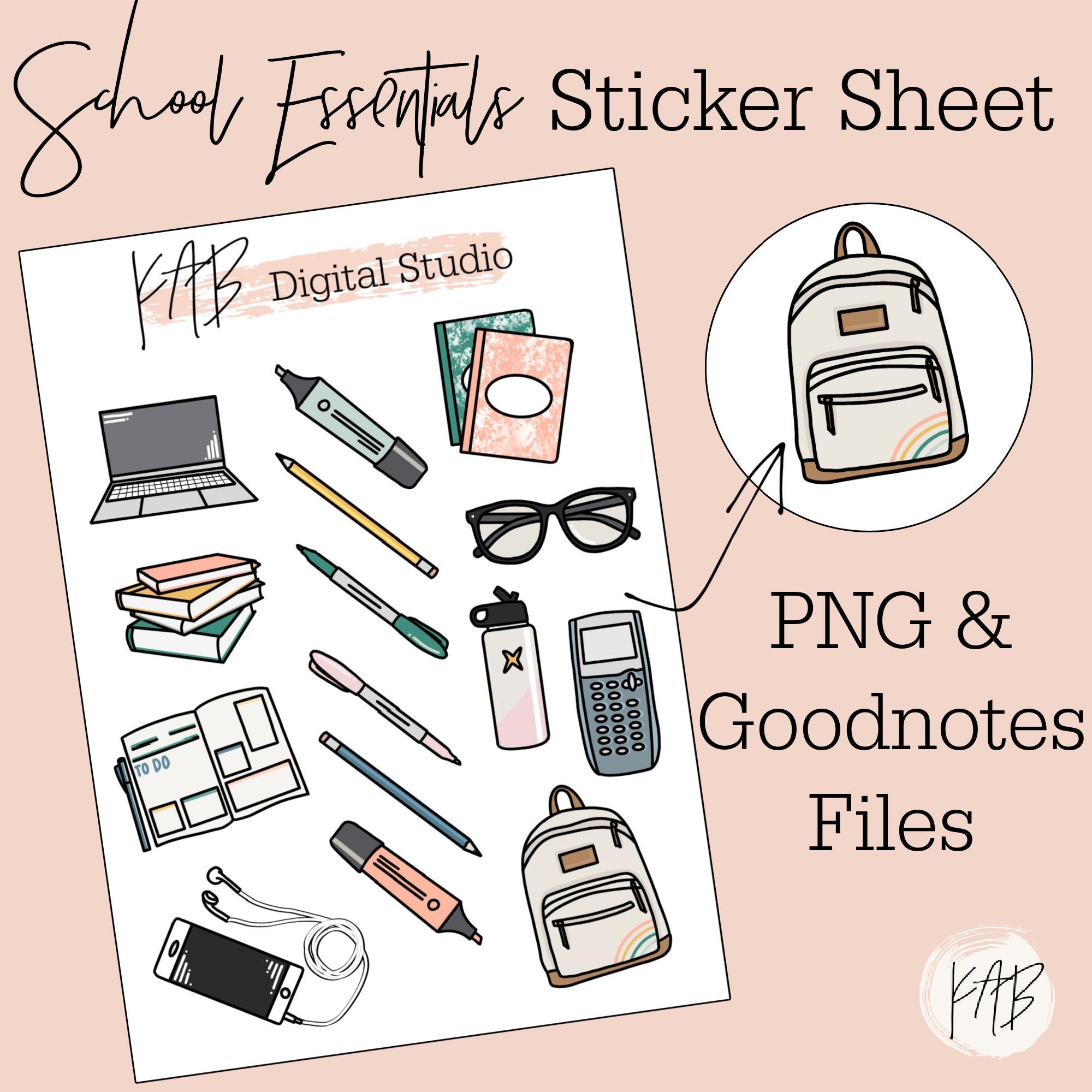 School Hand Drawn Digital Bullet Journal Stickers Printable | Etsy