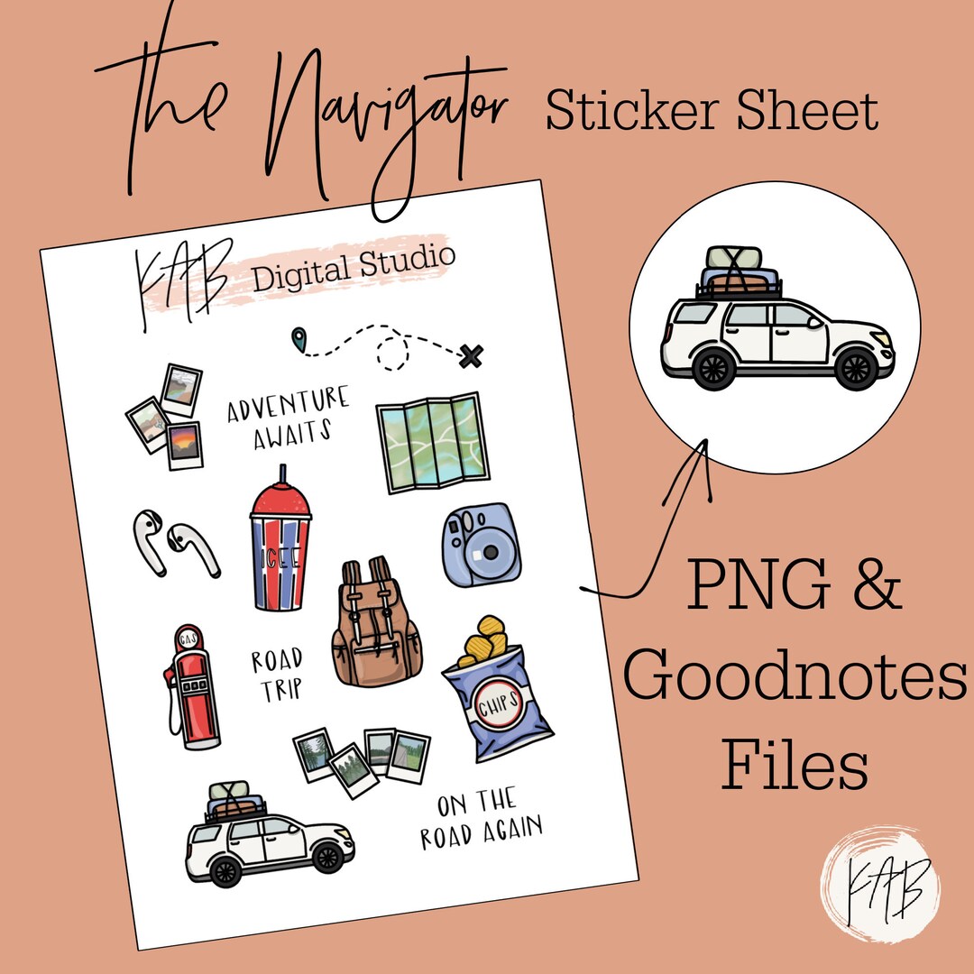 Travel Hand Drawn Digital Bullet Journal Stickers, Road Trip Planner ...