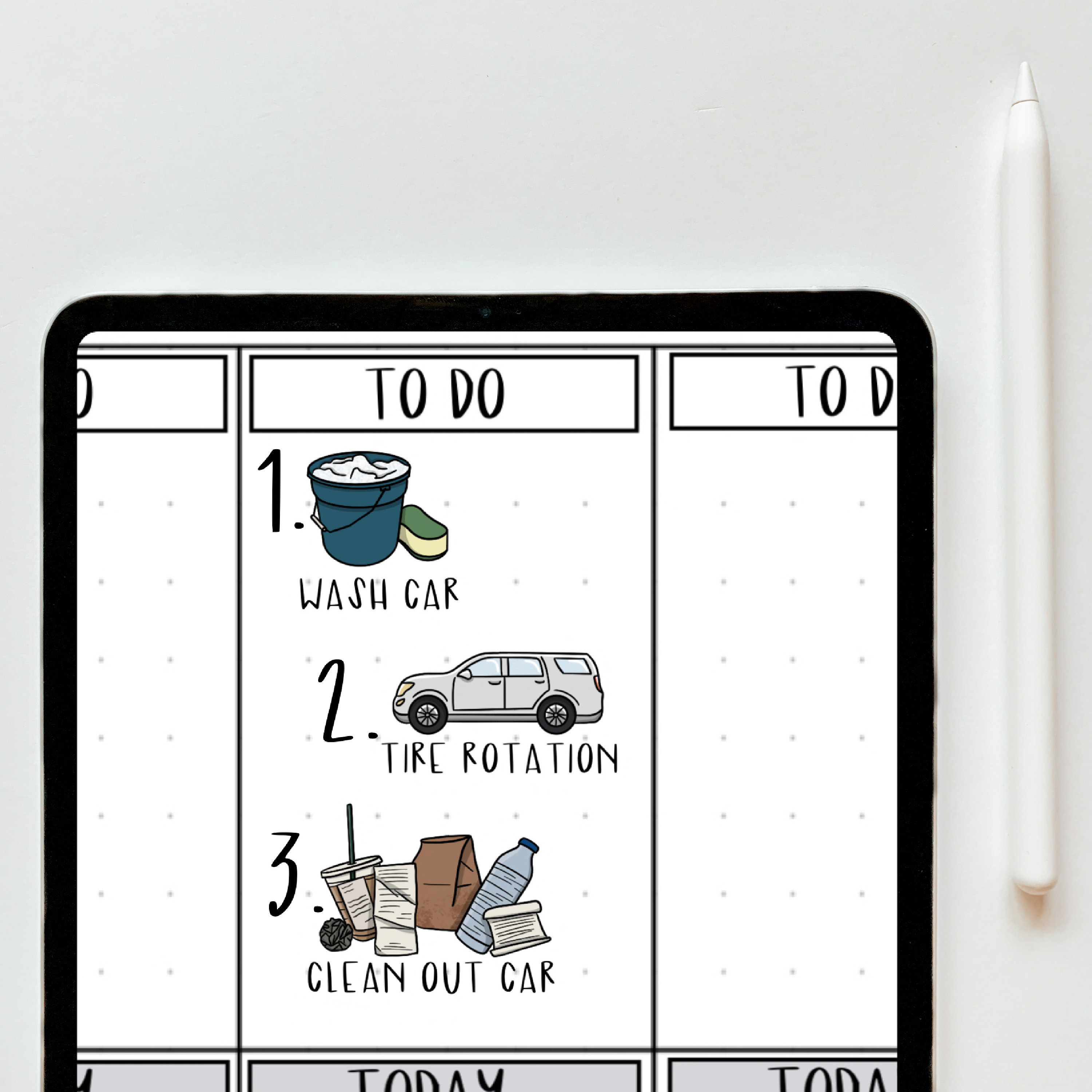 Car Maintenance Hand Drawn Digital Bullet Journal Stickers, Car Repairs ...