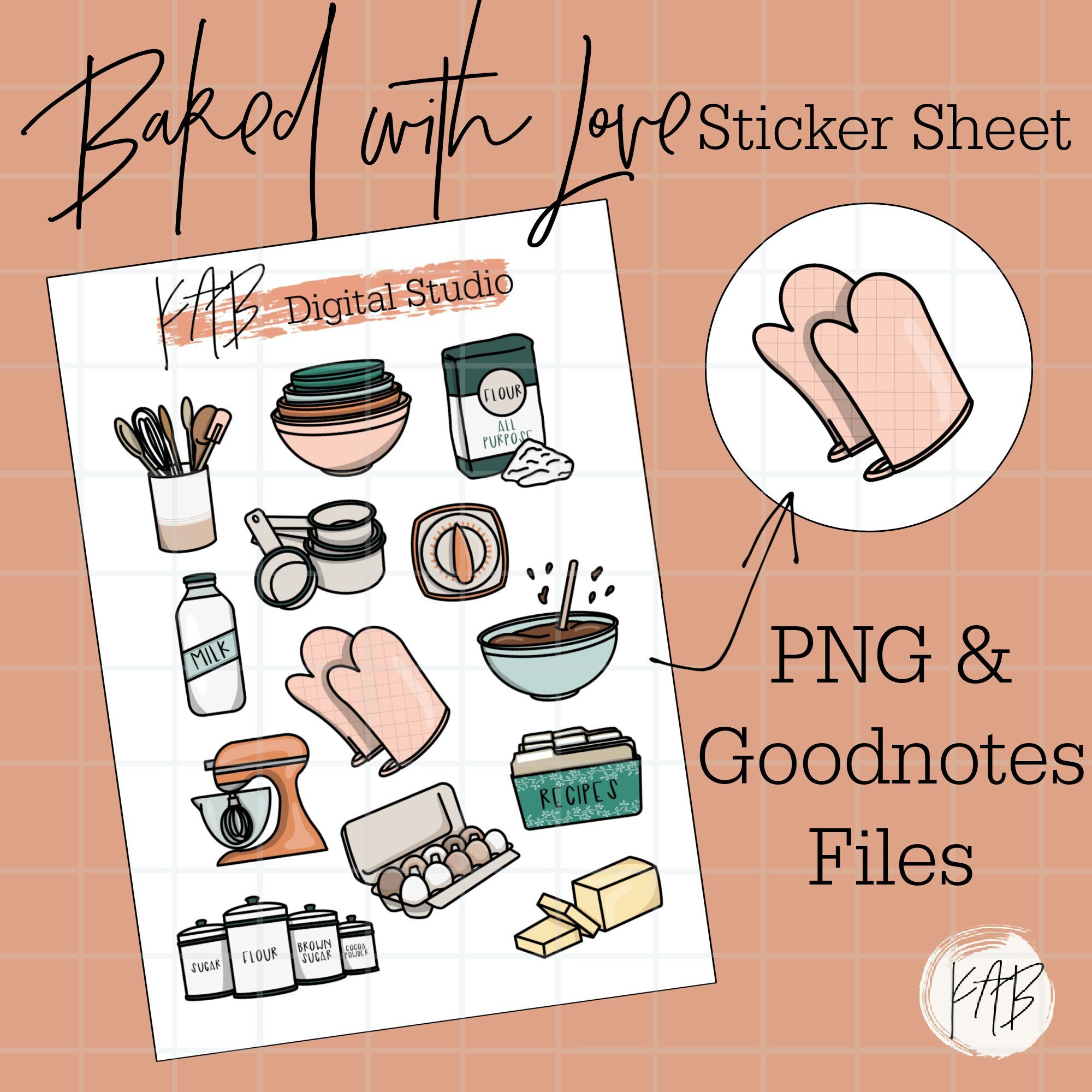 Baking Hand Drawn Digital Bullet Journal Stickers Cooking - Etsy