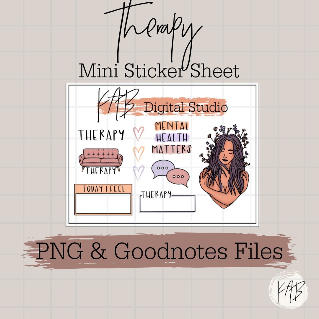 Therapy Hand Drawn Digital Bullet Journal Stickers, Mental Health ...