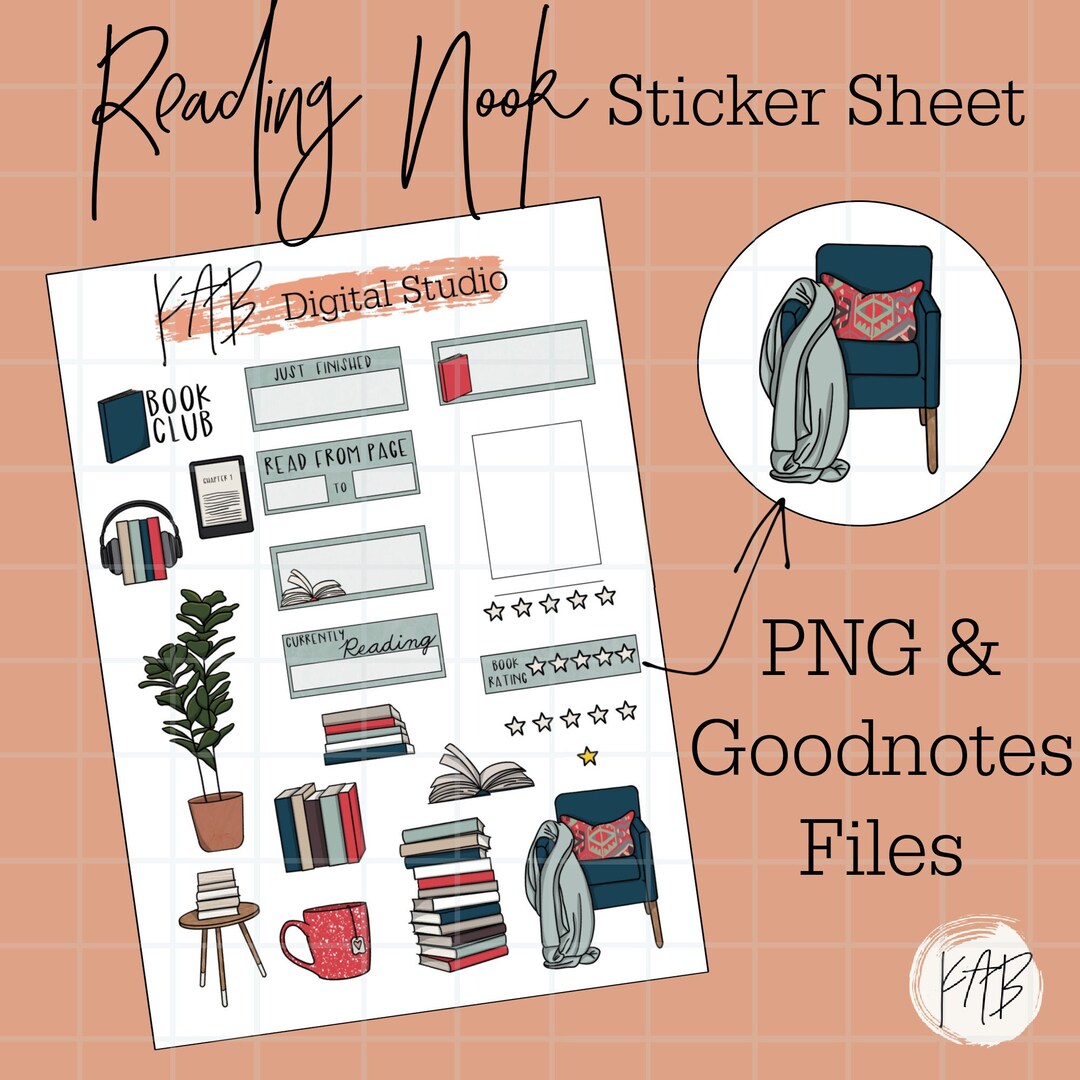 Reading Tracker Hand Drawn Digital Bullet Journal Stickers, Audiobook ...
