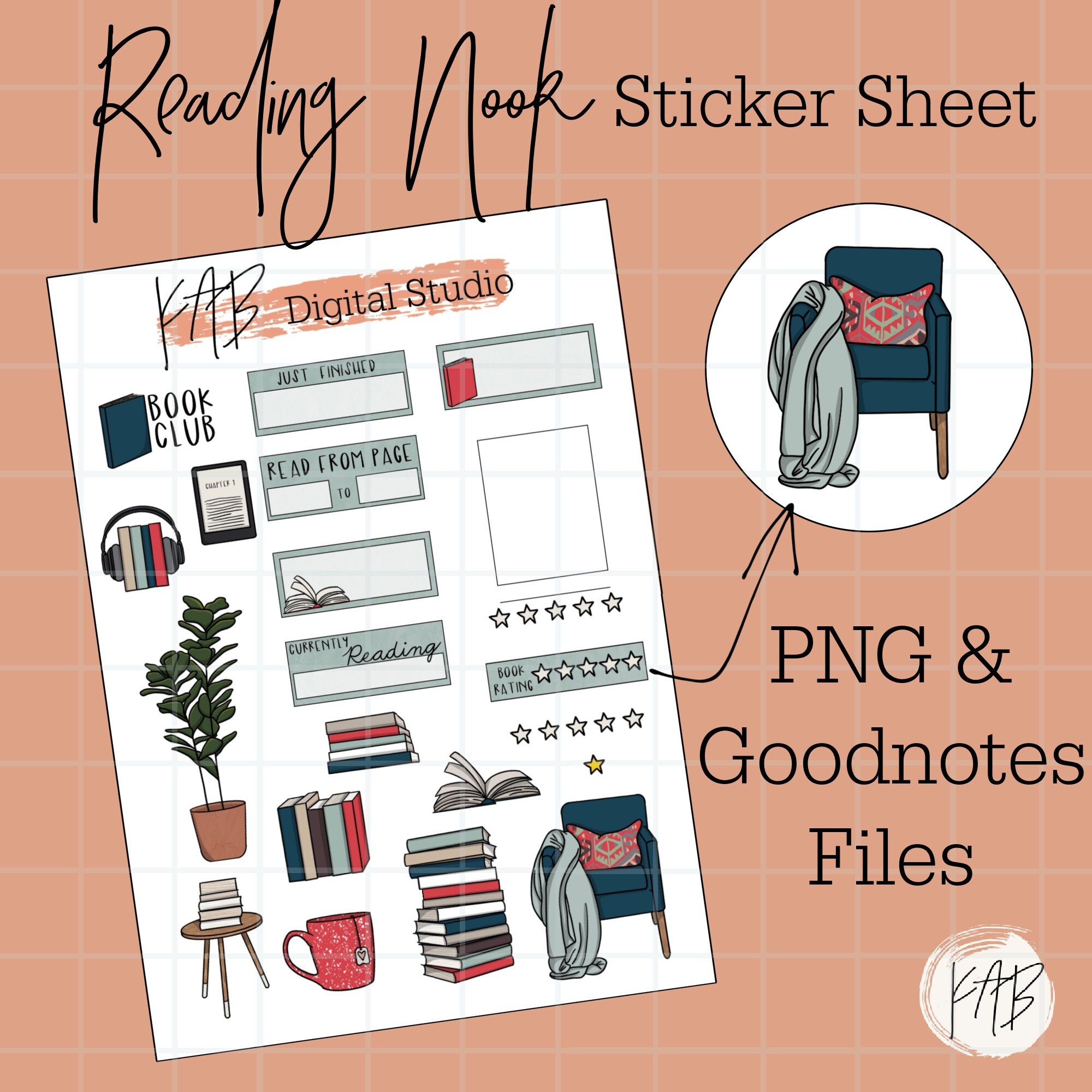 Reading Tracker Hand Drawn Digital Bullet Journal Stickers - Etsy