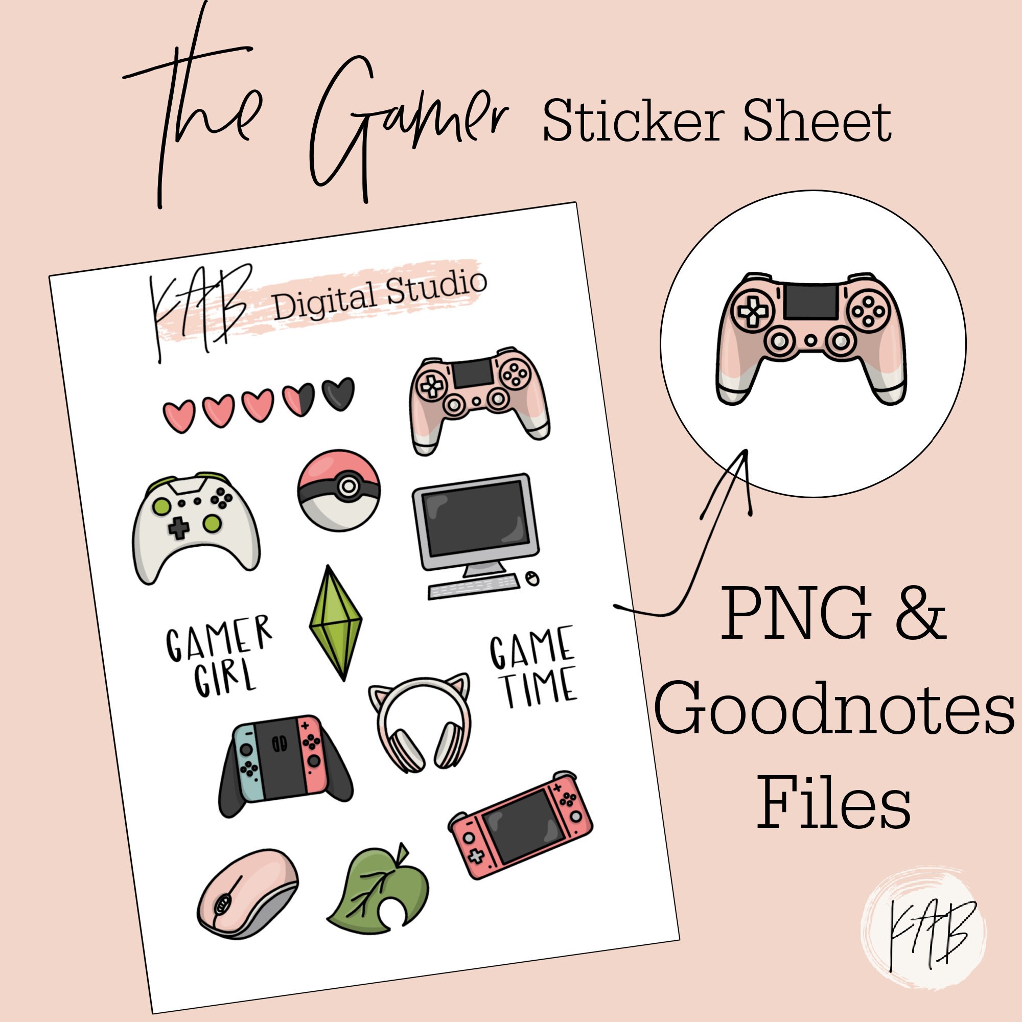 Gamer Hand Drawn Digital Bullet Journal Stickers Switch | Etsy
