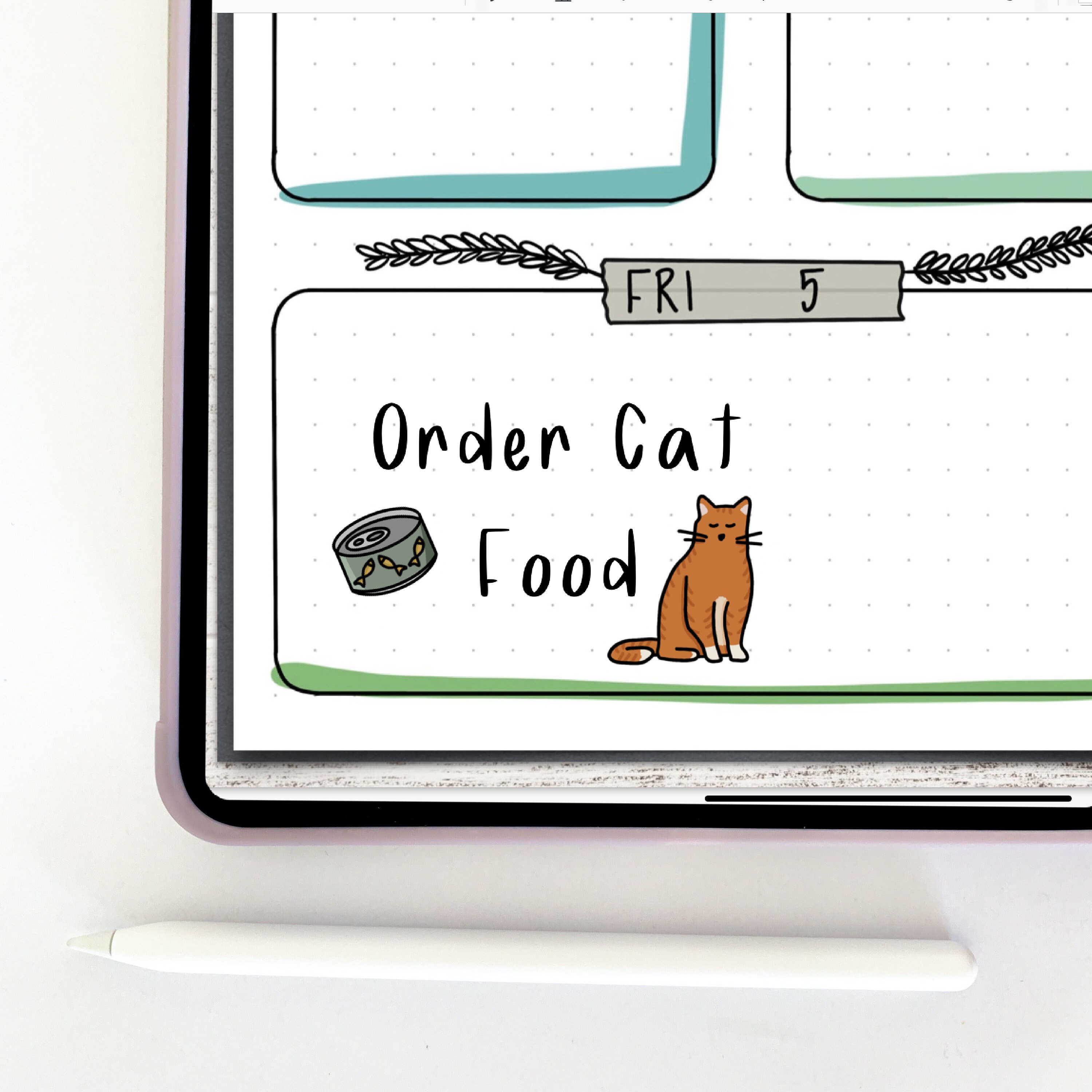 Cat Hand Drawn Digital Bullet Journal Stickers Printable - Etsy
