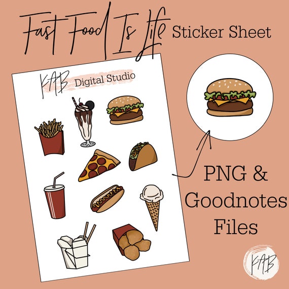Fast Food Hand Drawn Digital Bullet Journal Stickers | Etsy