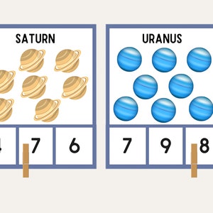 Planets Count and Clip Cards, Numbers 1 10, Solar System Counting Clip ...