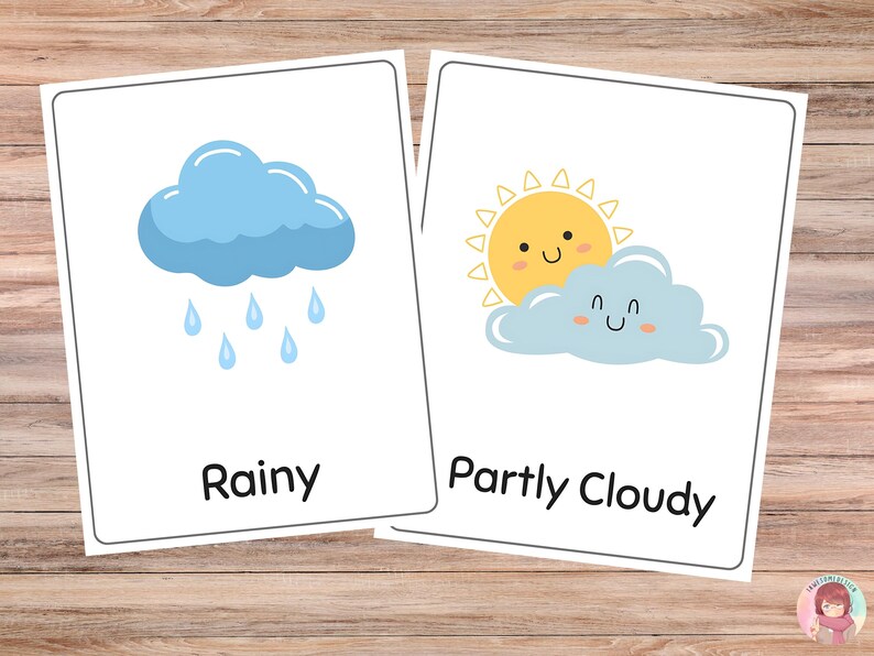 16 Weather Cards, Weather Flashcards, Toddler Weather Activity ...
