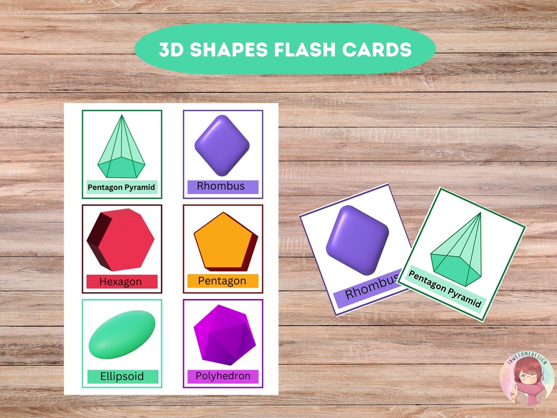 3D Shapes Flashcards, Shape Flashcards, Homeschool, 3D Shapes ...