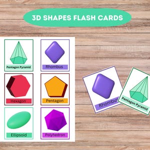 3D Shapes Flashcards, Shape Flashcards, Homeschool, 3D Shapes ...