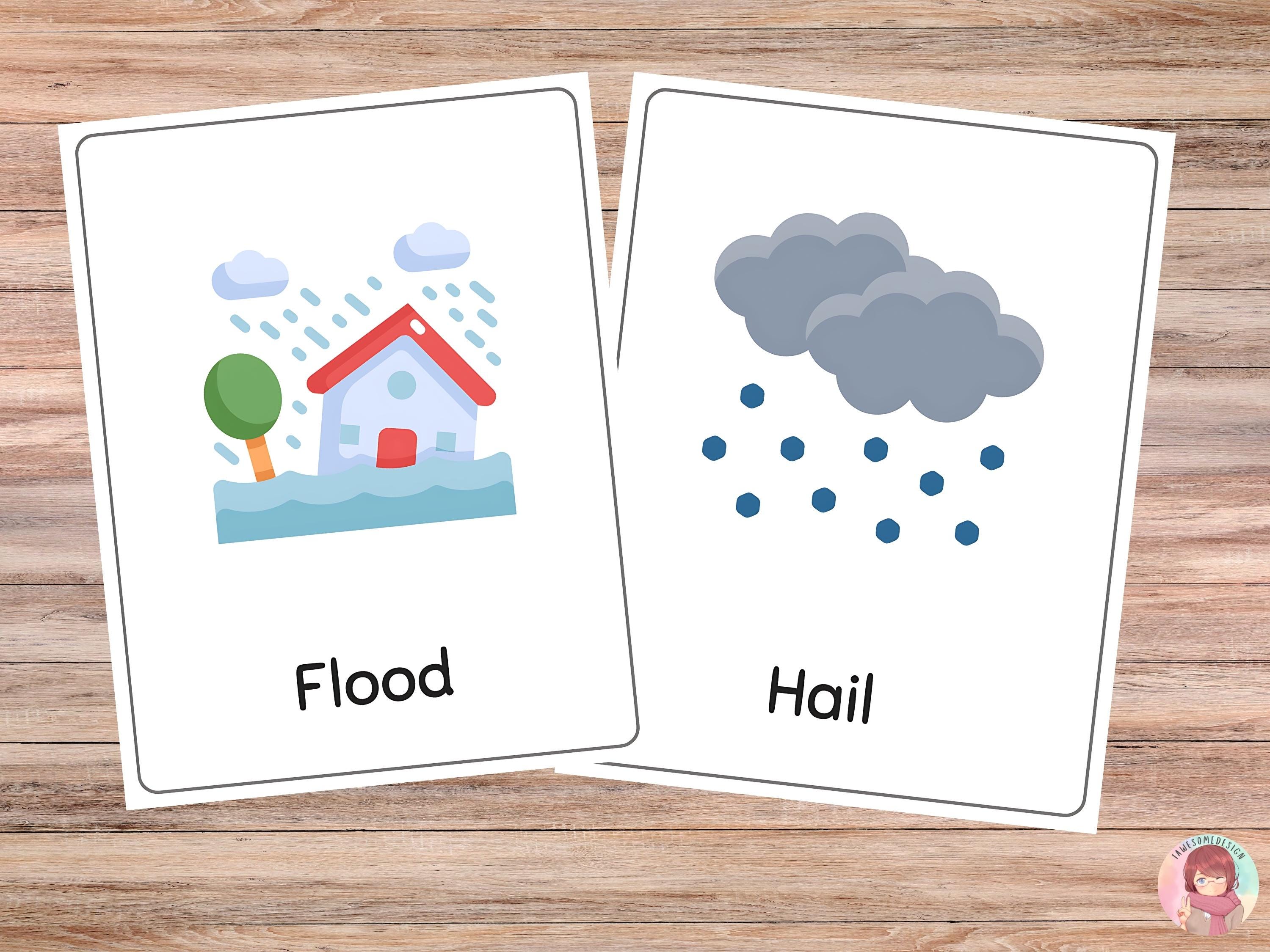 16 Weather Cards, Weather Flashcards, Toddler Weather Activity ...