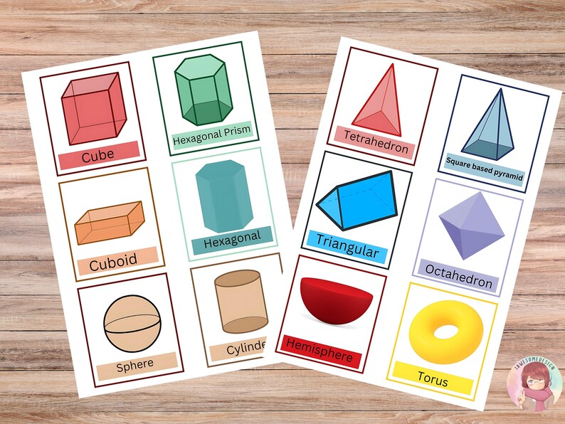 3D Shapes Flashcards, Shape Flashcards, Homeschool, 3D Shapes ...