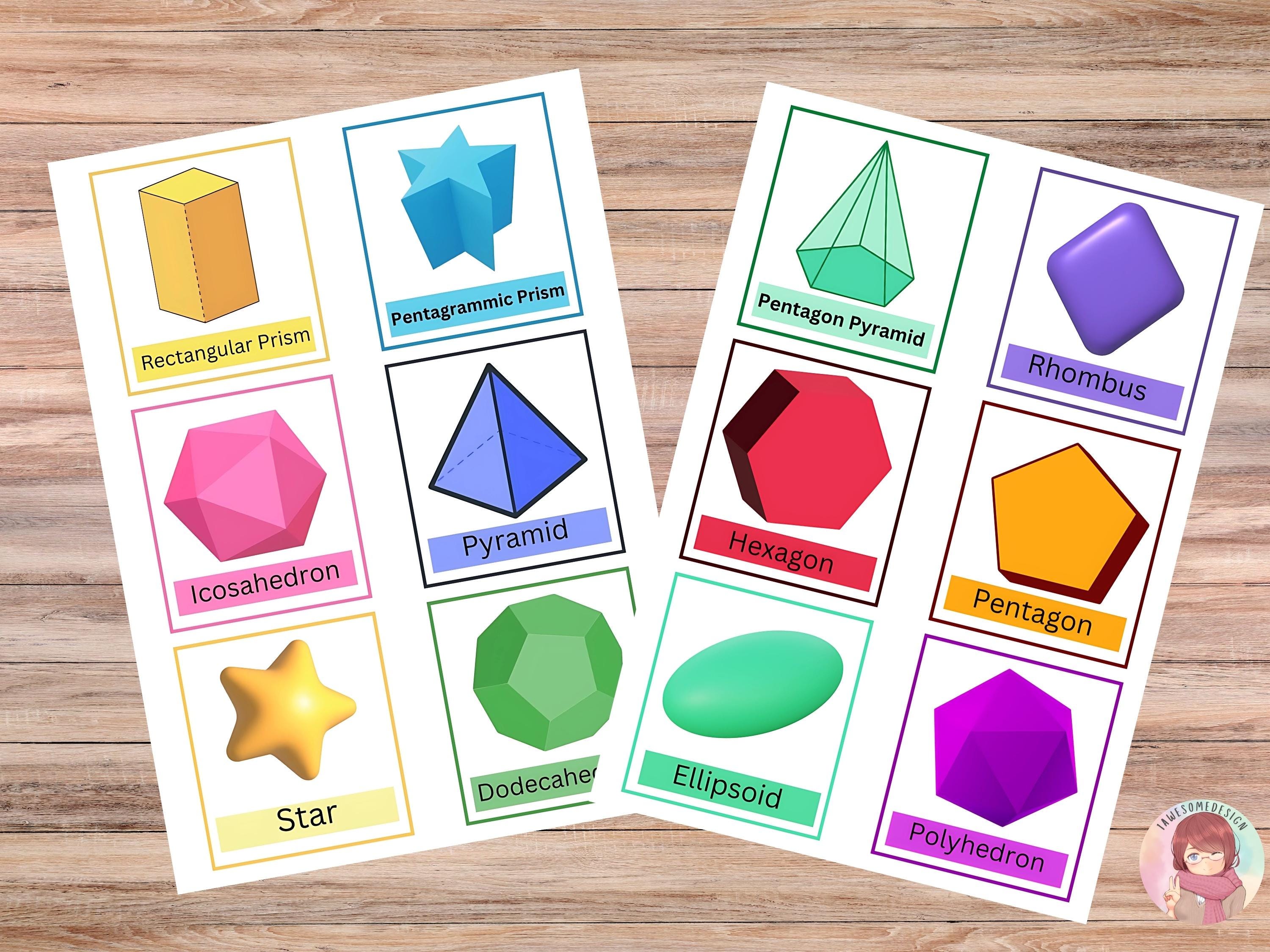 3D Shapes Flashcards, Shape Flashcards, Homeschool, 3D Shapes ...