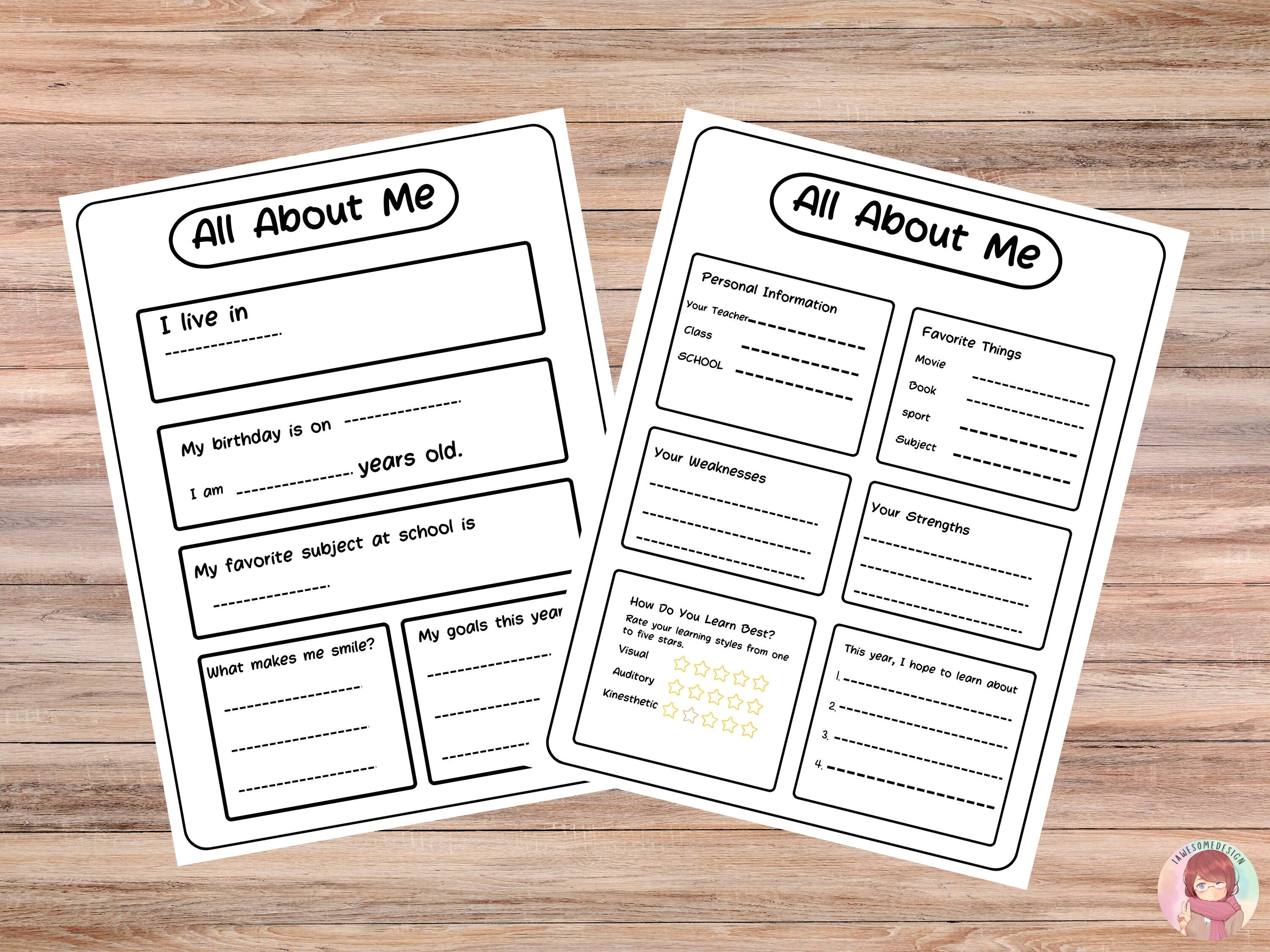All About Me Sheets for Kids, Printable Activities, School Activities ...