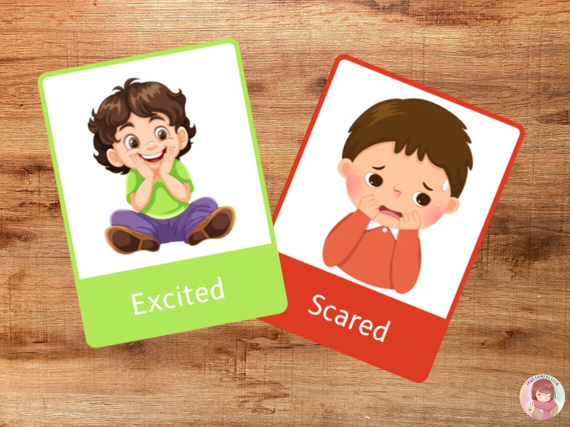Emotions & Feelings Flashcards for Kids Montessori Materials ...