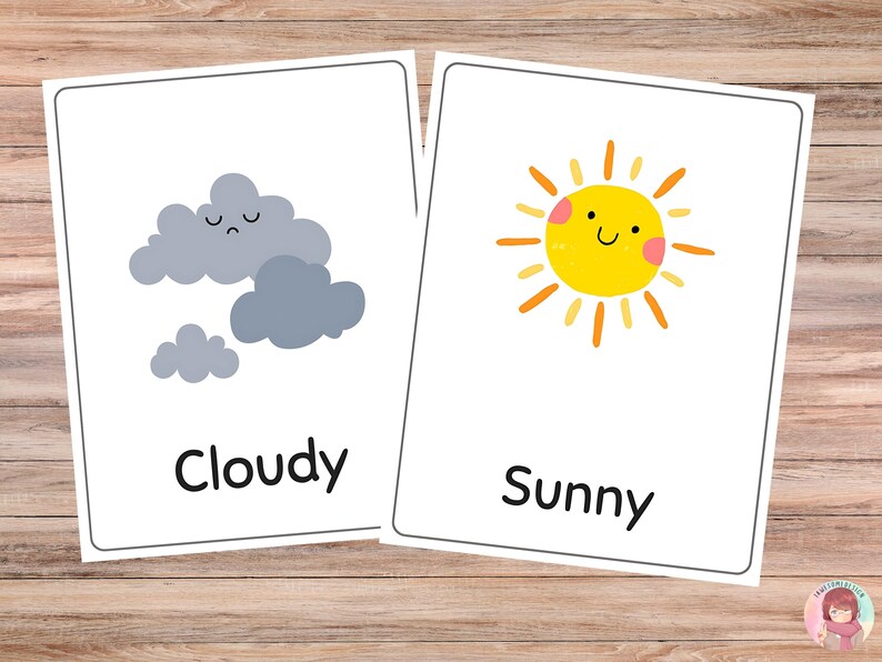 16 Weather Cards, Weather Flashcards, Toddler Weather Activity ...