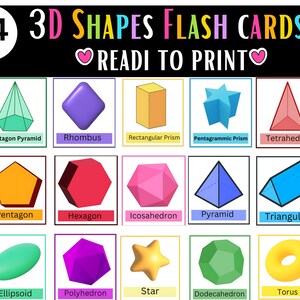 3D Shapes Flashcards, Shape Flashcards, Homeschool, 3D Shapes ...