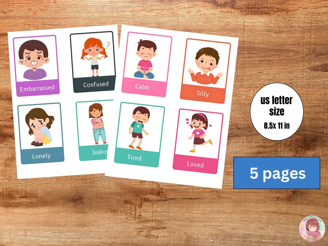 Emotions & Feelings Flashcards for Kids Montessori Materials ...