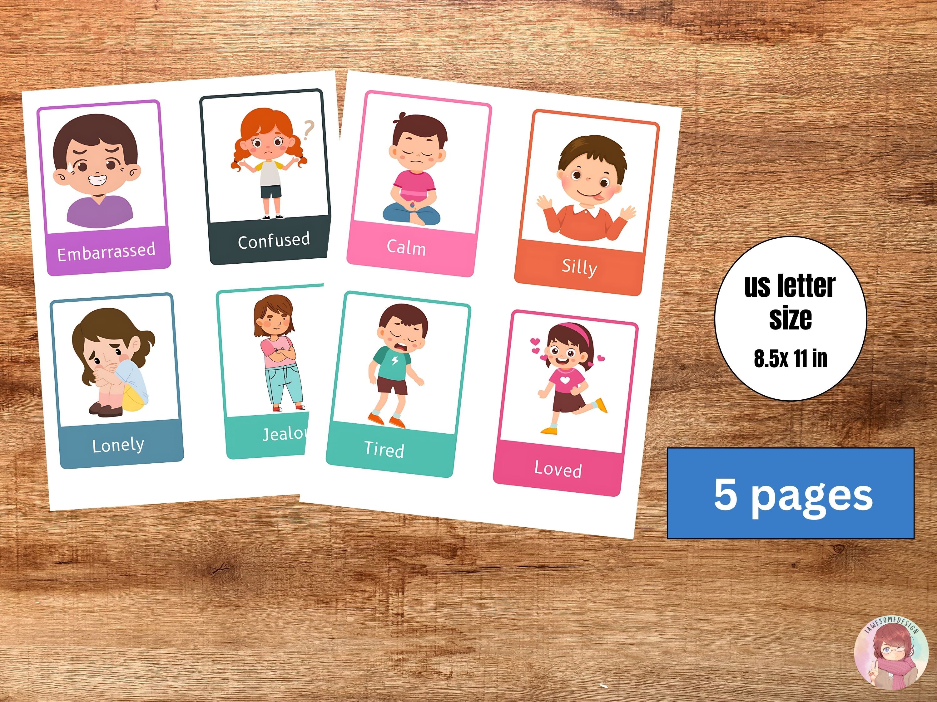 Emotions & Feelings Flashcards for Kids Montessori Materials ...