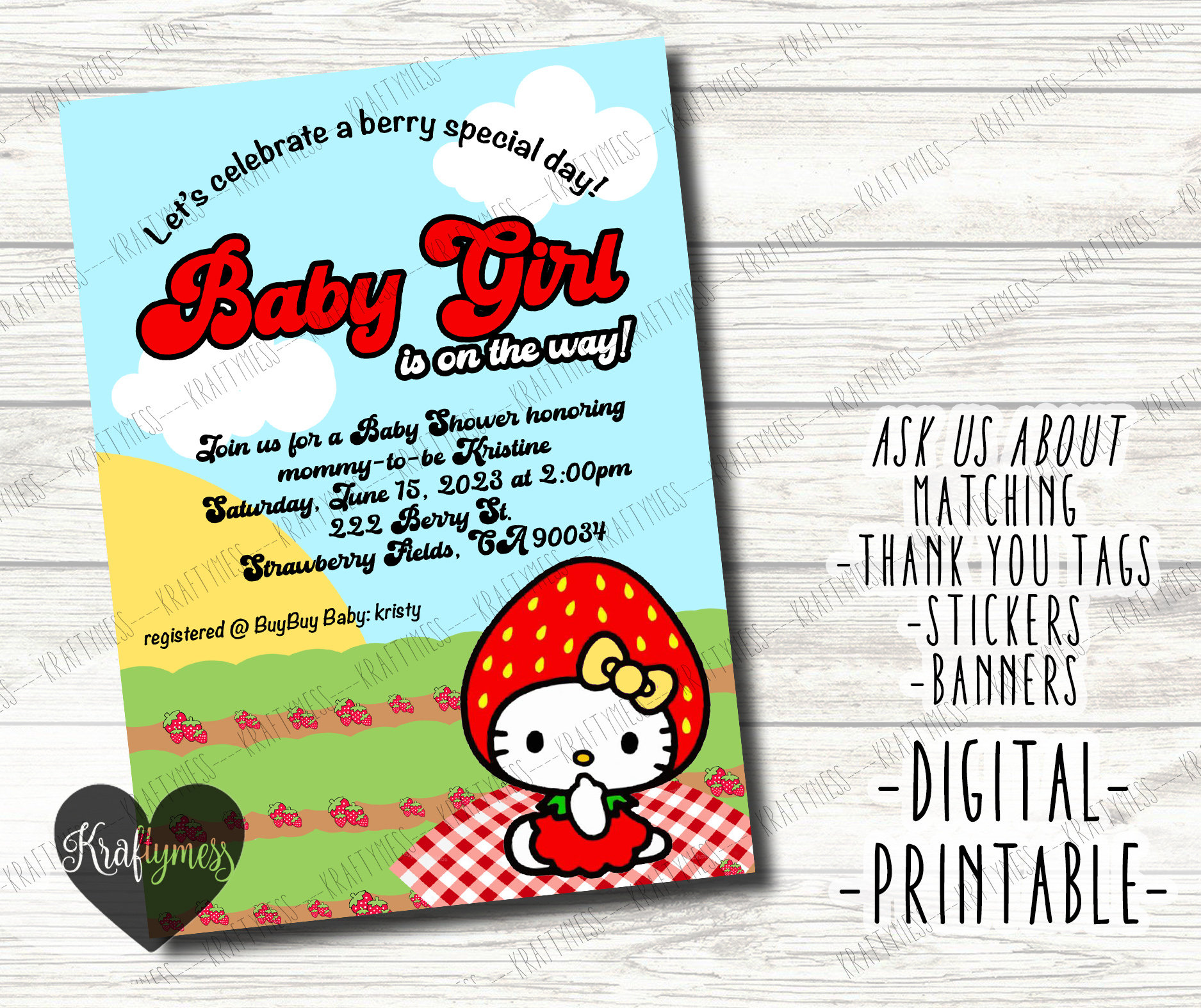 Hello Kitty Baby Shower Invitations Templates Hello Kitty Baby Shower