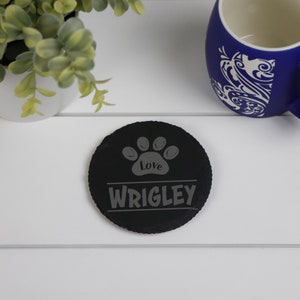 Personalized Dog Paw Print Slate Coasters Set of 4, Custom Coaster ...