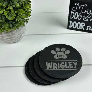 Personalized Dog Paw Print Slate Coasters Set of 4, Custom Coaster ...
