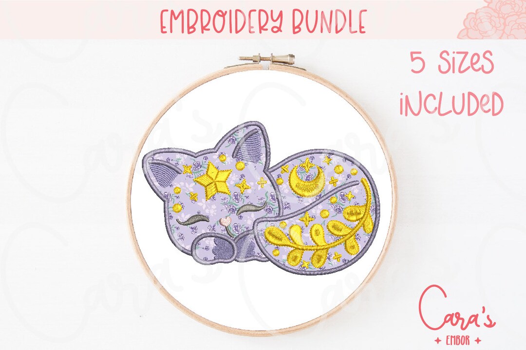 Galaxy Cat Applique Machine Embroidery Design Instant - Etsy
