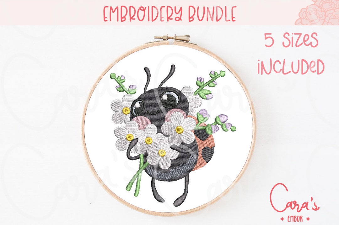 Lady Bug Machine Embroidery Design Instant Download .dst .exp .hus .jef ...