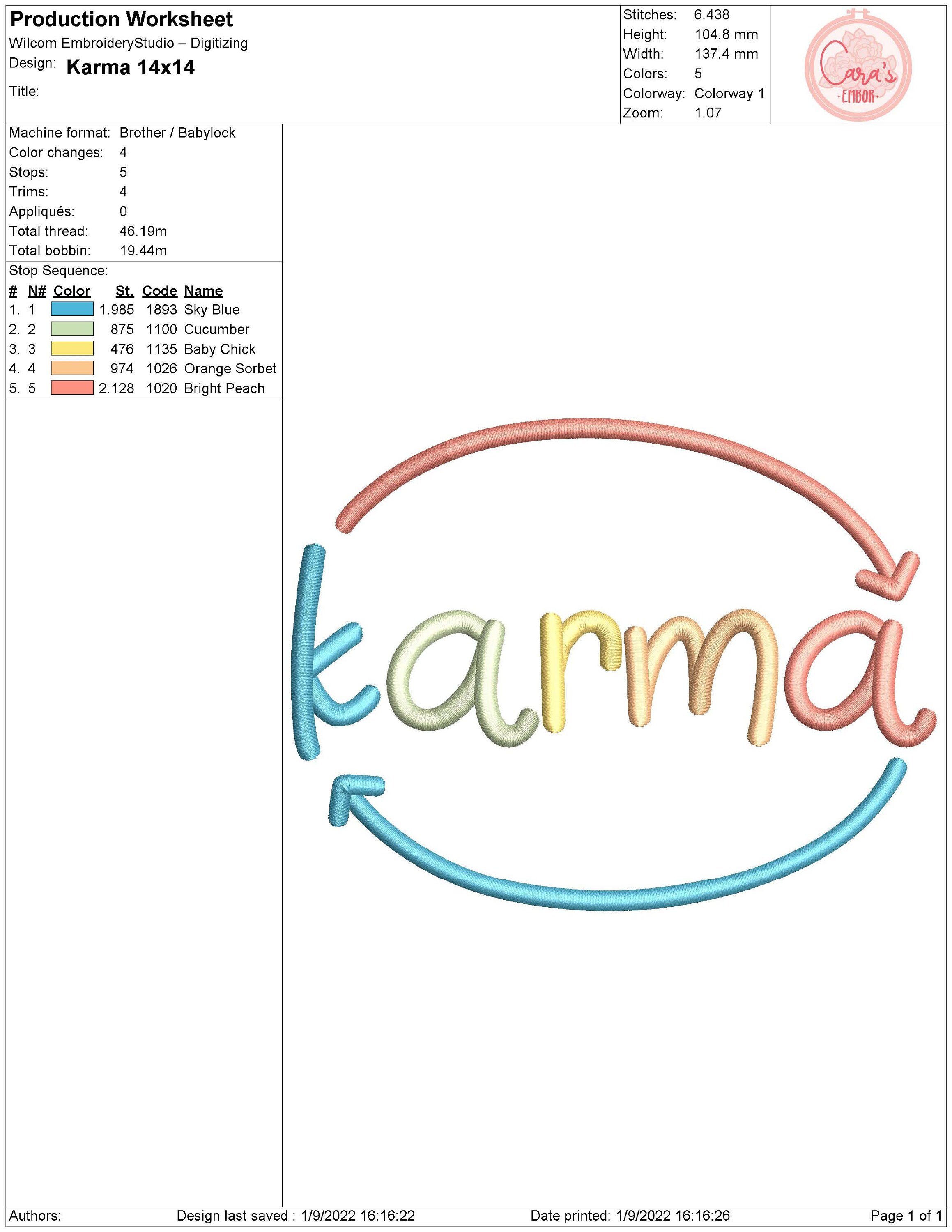 Karma Machine Embroidery Design Instant Download .dst - Etsy