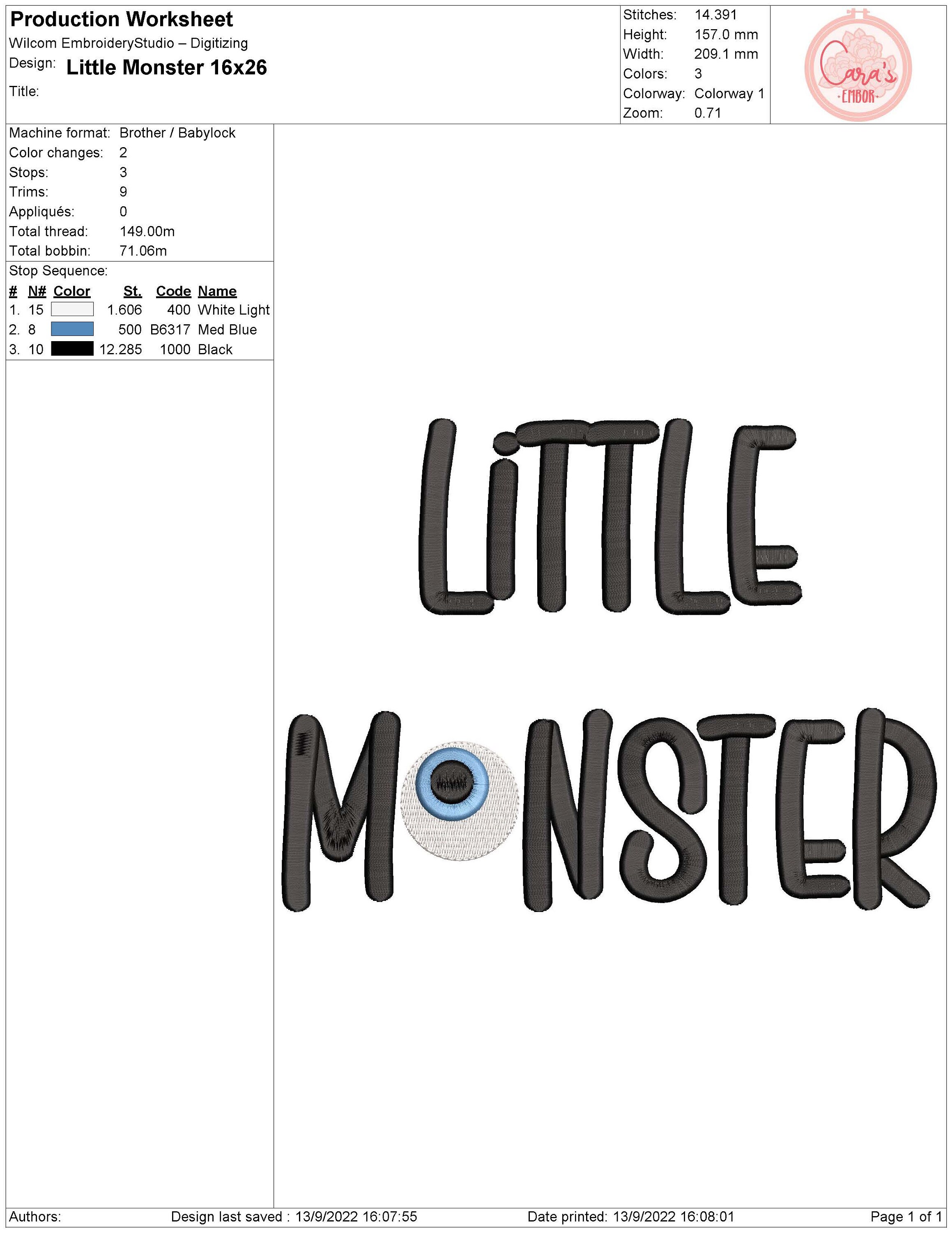 Little Monster Machine Embroidery Design Instant Download - Etsy