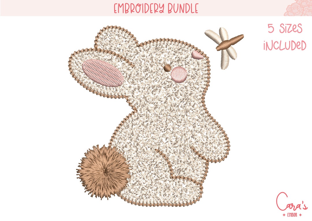 Cute Rabbit chenille Effect Machine Embroidery Design Instant Download ...