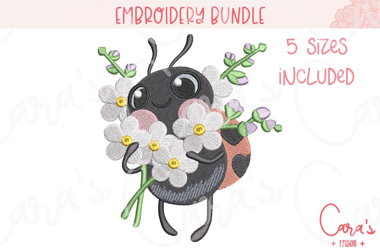 Lady Bug Machine Embroidery Design Instant Download .dst .exp .hus .jef ...