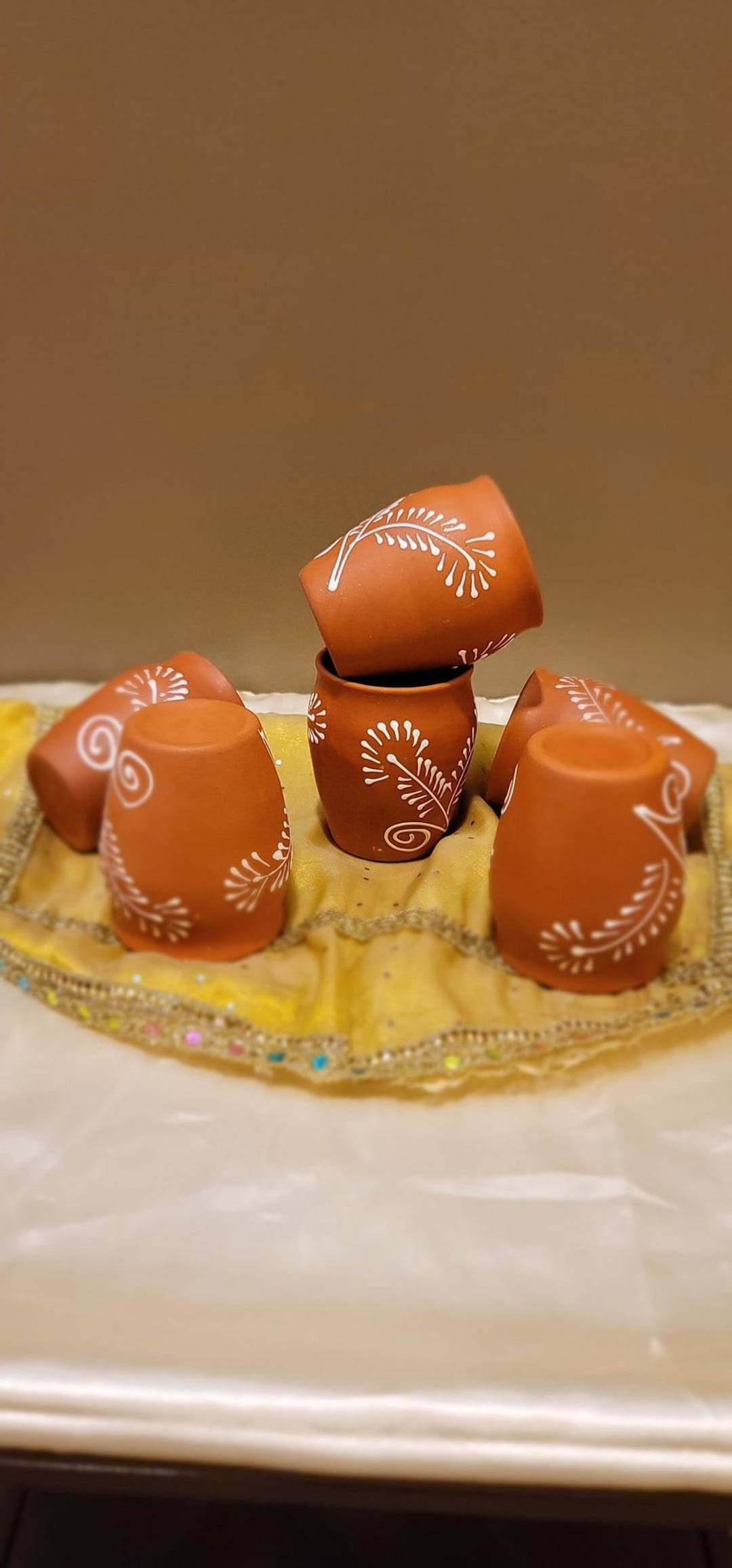 Handmade Clay Printed Kulhad (indian Clay Cup) Set of 6 - Etsy