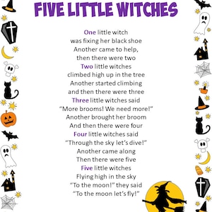 Five Little Witches Felt / Flannel Board / Puppet Set for Literacy and ...