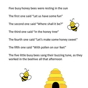 Five Busy Honey Bees Felt / Flannel Board / Puppet Set for Literacy and ...