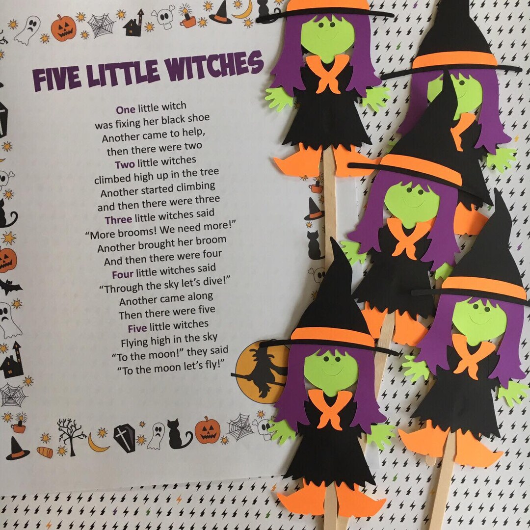 Five Little Witches Felt / Flannel Board / Puppet Set for Literacy and ...