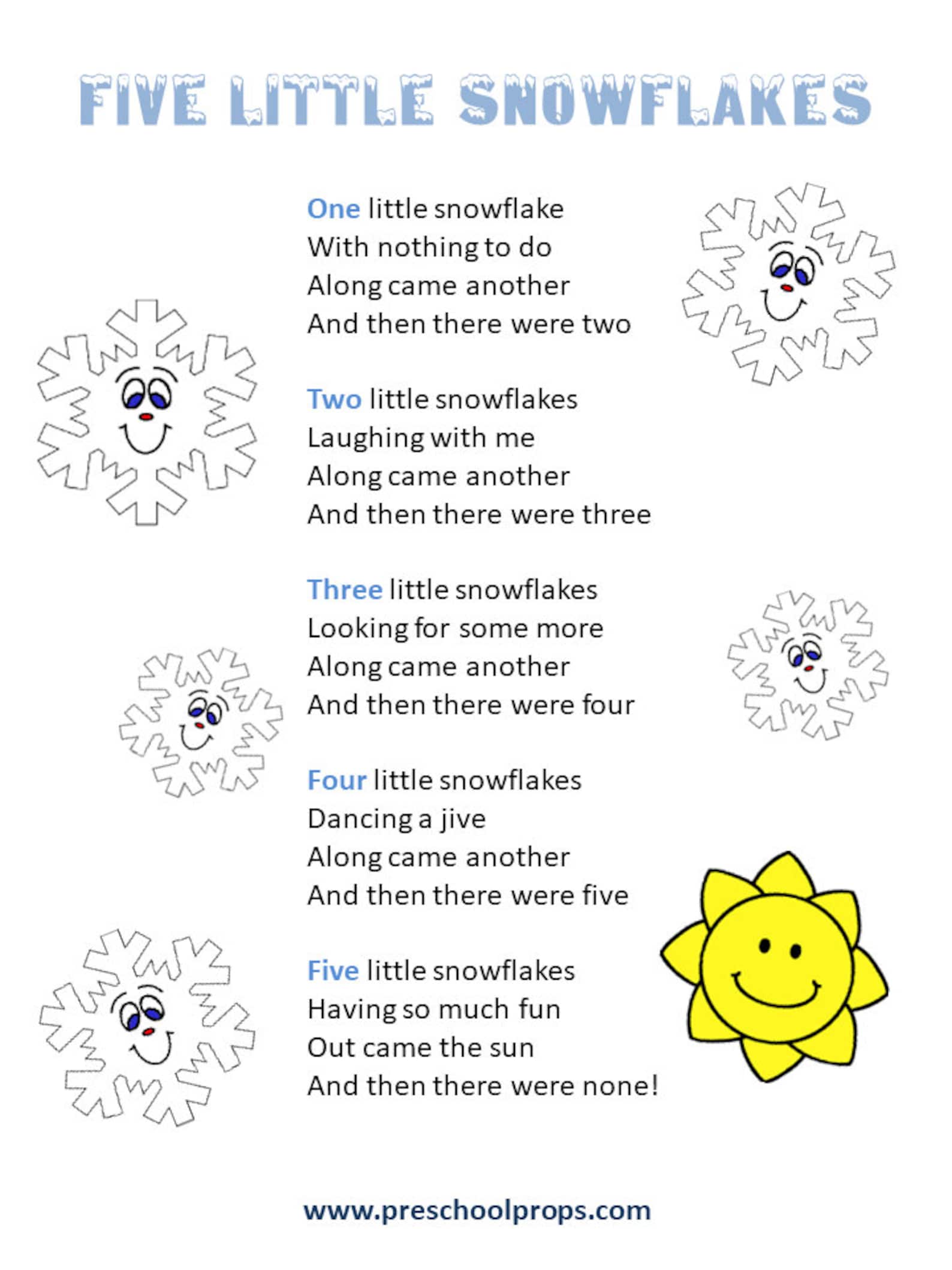 Five Little Snowflakes Felt / Flannel Board / Puppet Set for Literacy ...