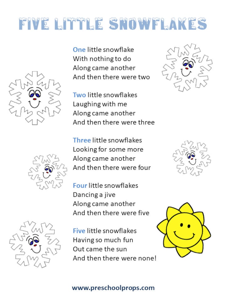 Five Little Snowflakes Felt / Flannel Board / Puppet Set for Literacy ...