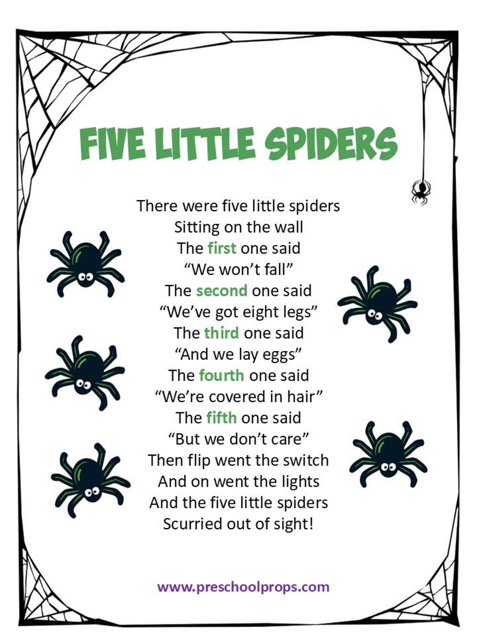 Five Little Spiders Felt / Flannel Board / Puppet Set for Literacy and ...