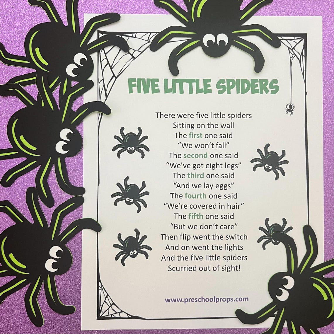 Five Little Spiders Felt / Flannel Board / Puppet Set for Literacy and ...